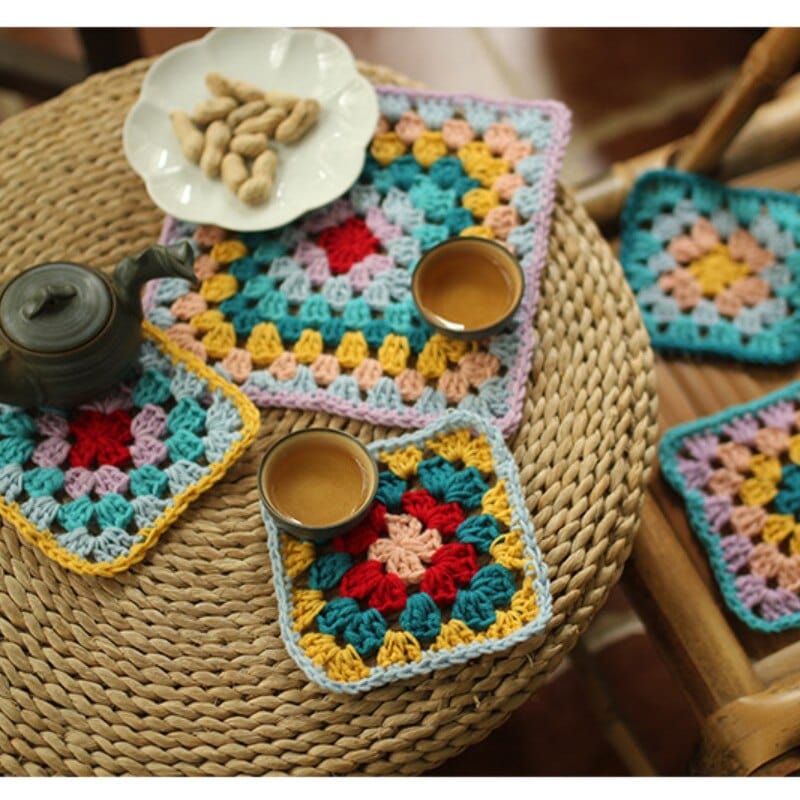 Handmade Crochet Coasters 10Pcs Set - Decorstly