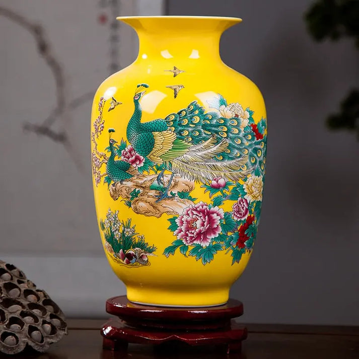 Royal Nippon Nishiki Hand Painted Yellow Vase - Decorstly