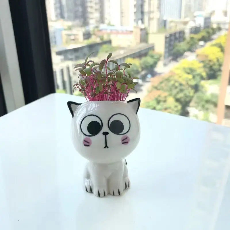 Ceramic Plants Cat Vase - Decorstly
