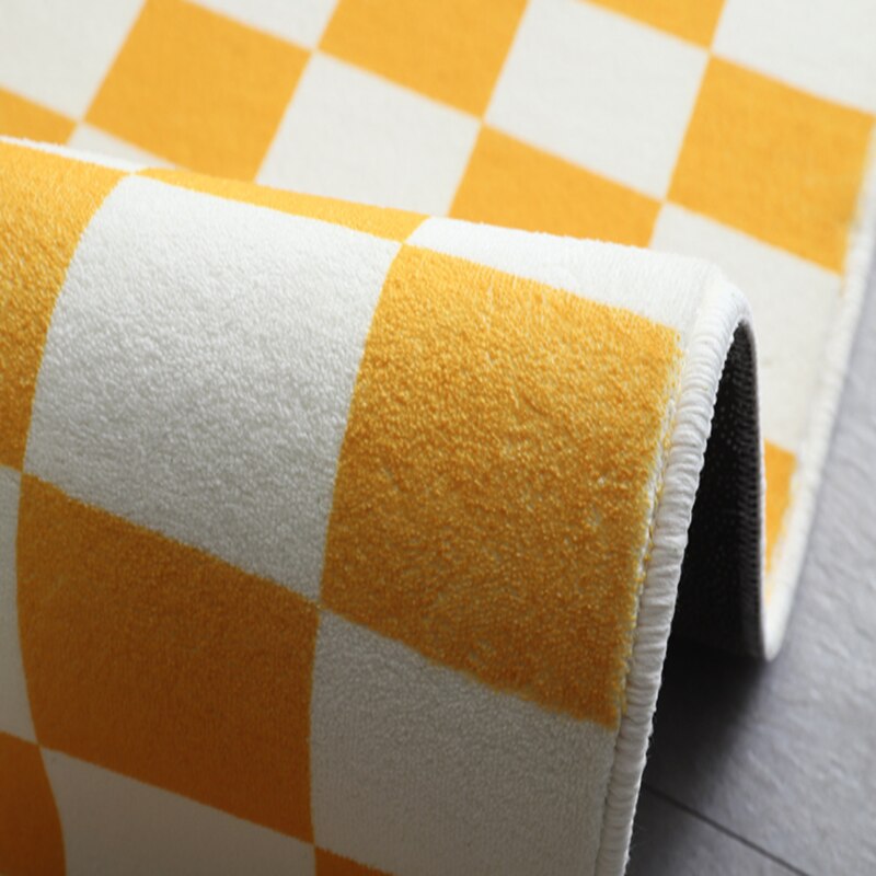 White Yellow Checkered Area Rug - Decorstly